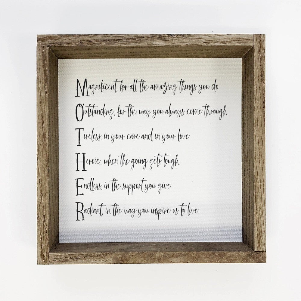 6x6 MOTHER Acrostic Poem | The Yellow House