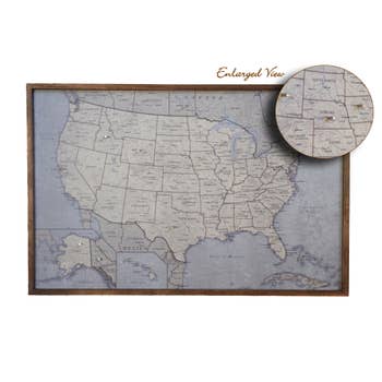 24x16 Antique Tan Magnetic USA Map | The Yellow House